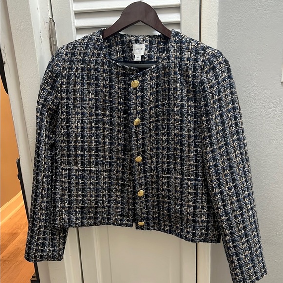 J. Crew | Jackets & Coats | J Crew Navy Tweed Jacket With Gold Buttons ...